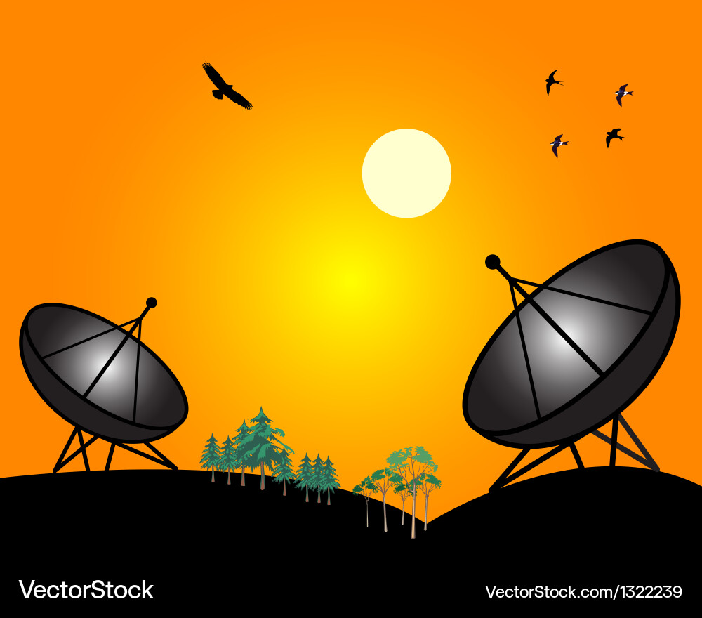 Two satellites Royalty Free Vector Image - VectorStock