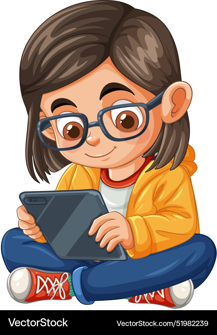 Young child using a tablet device Royalty Free Vector Image