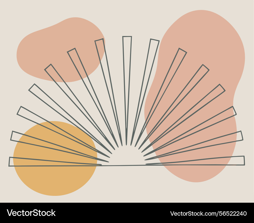 Abstract geometric sunburst in muted earth tones Vector Image