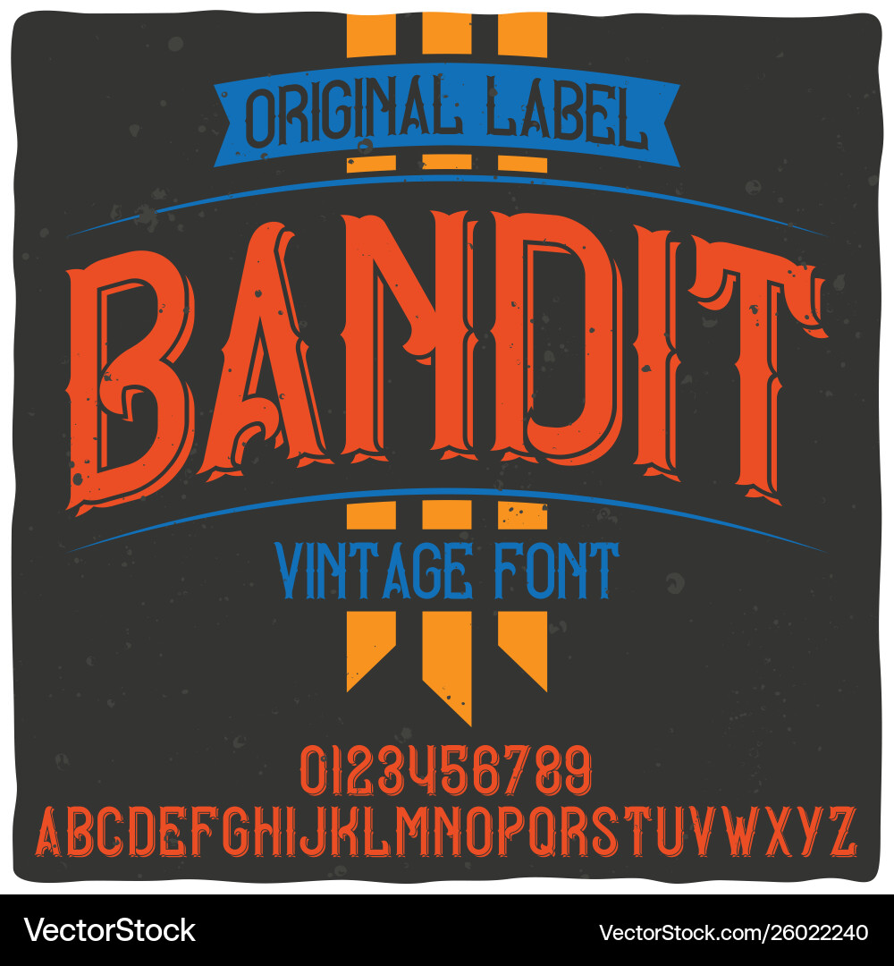 Bandit Label Font - Rugged Typography Royalty Free Vector