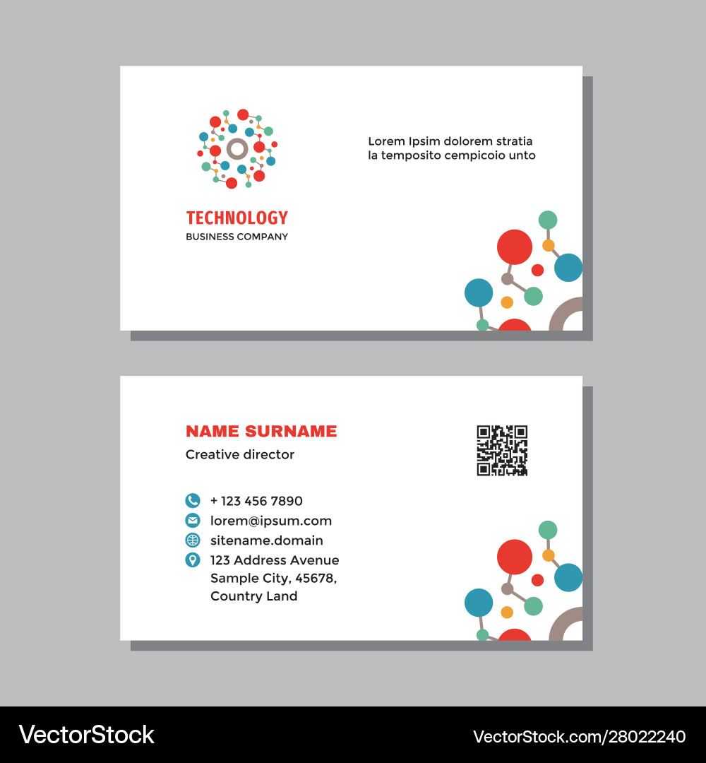 Business card template with logo - concept design Vector Image