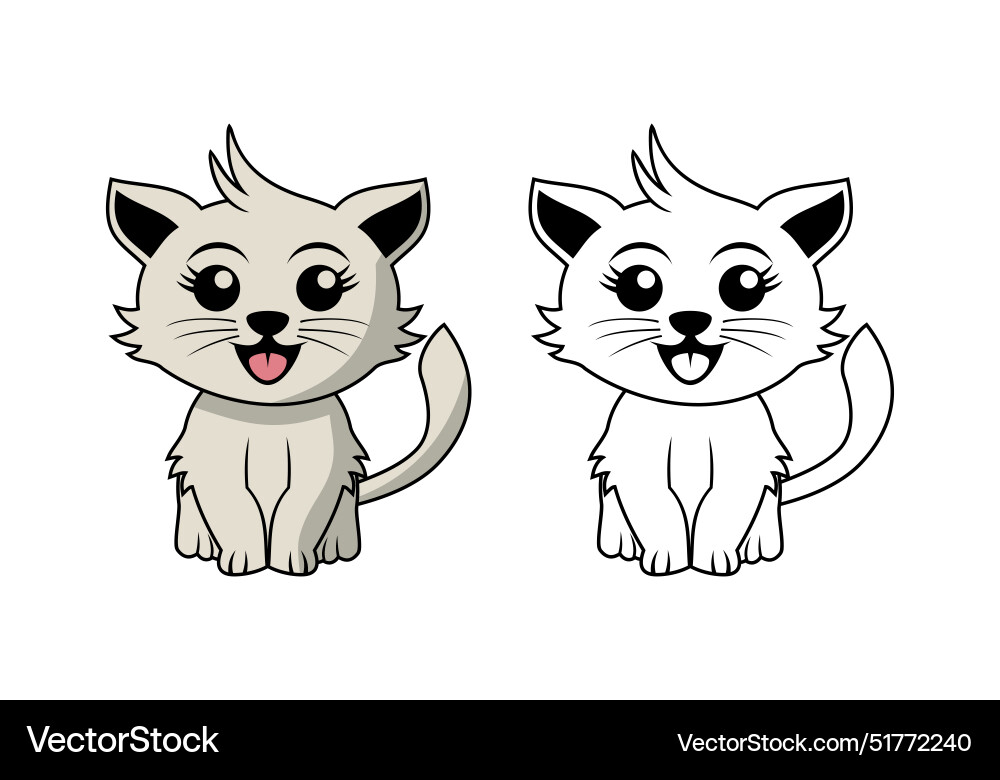 Cute cat cartoon character design Royalty Free Vector Image