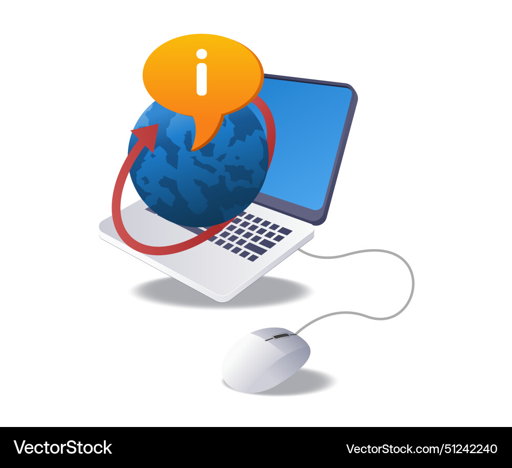 Internet computer information infographic 3d flat Vector Image