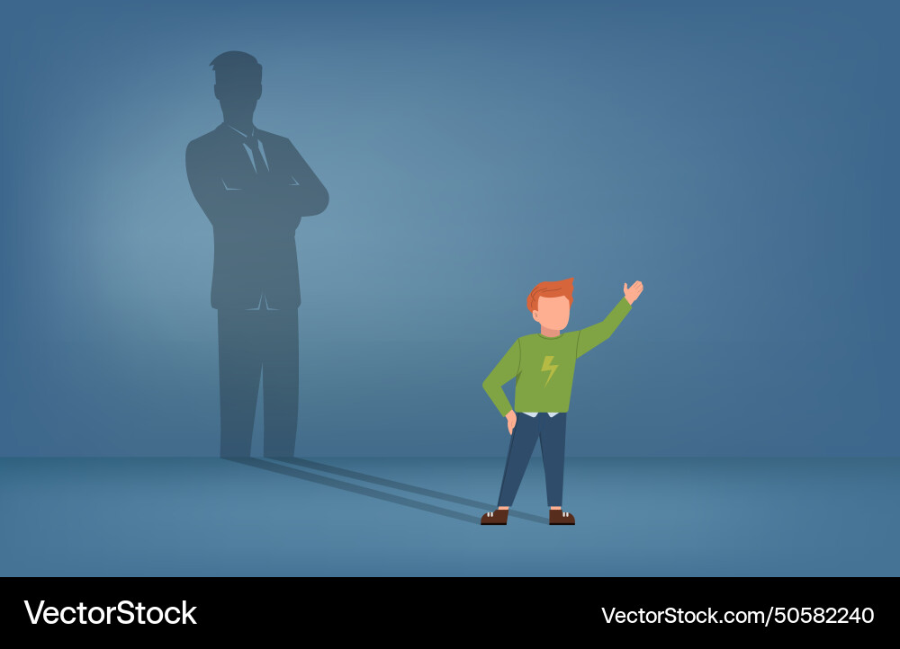 Little boy imagine that he will be successful Vector Image