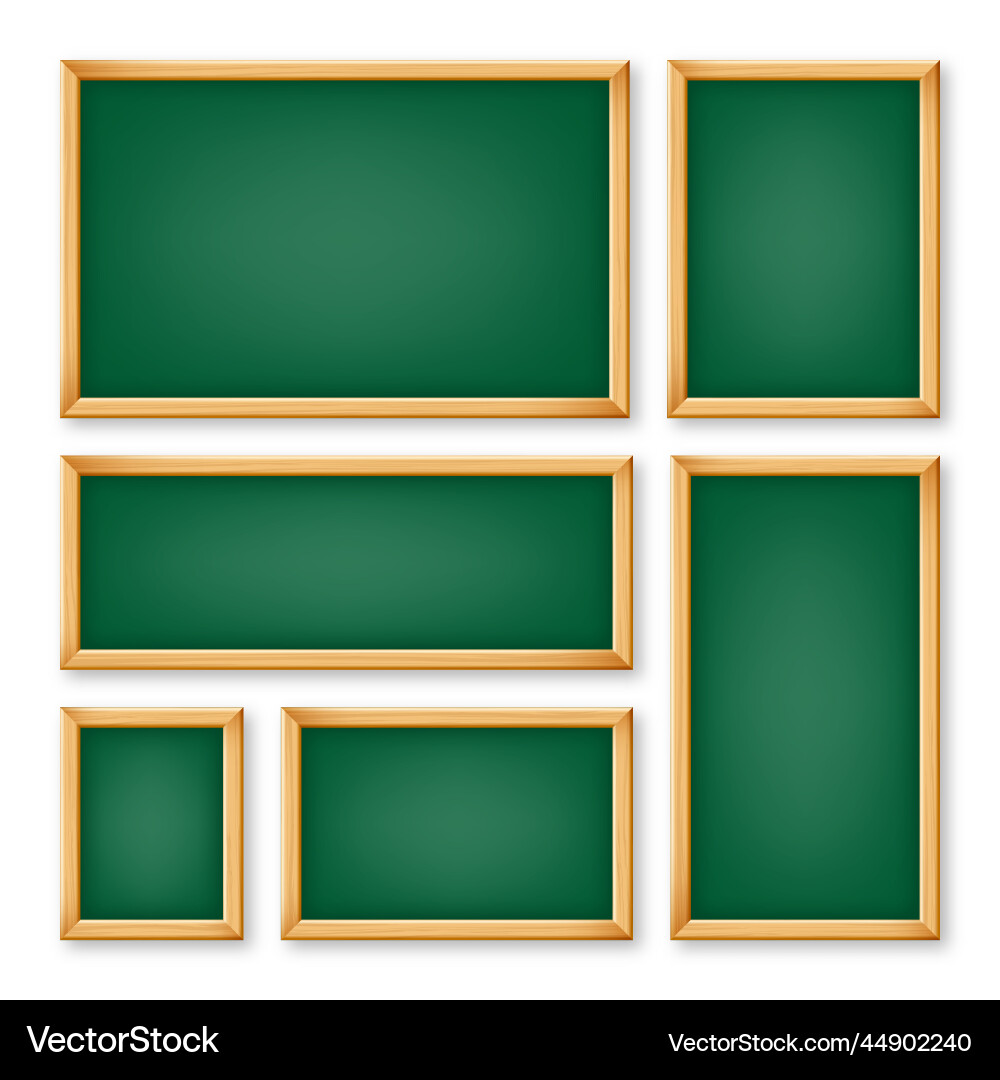 Realistic various chalkboards in a wooden frame Vector Image