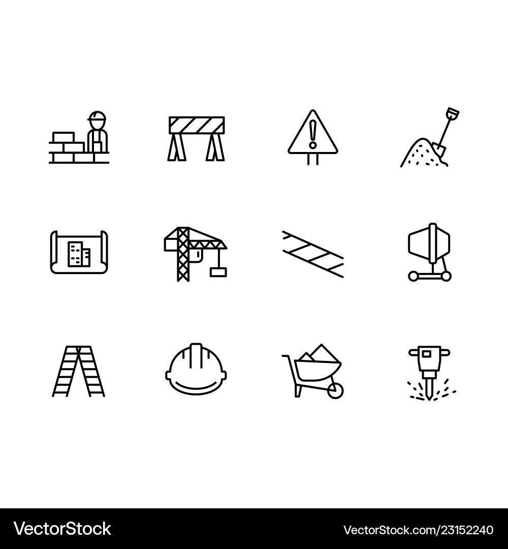Einfache Set Symbole Baukonstruktion Lizenzfreier Vektor