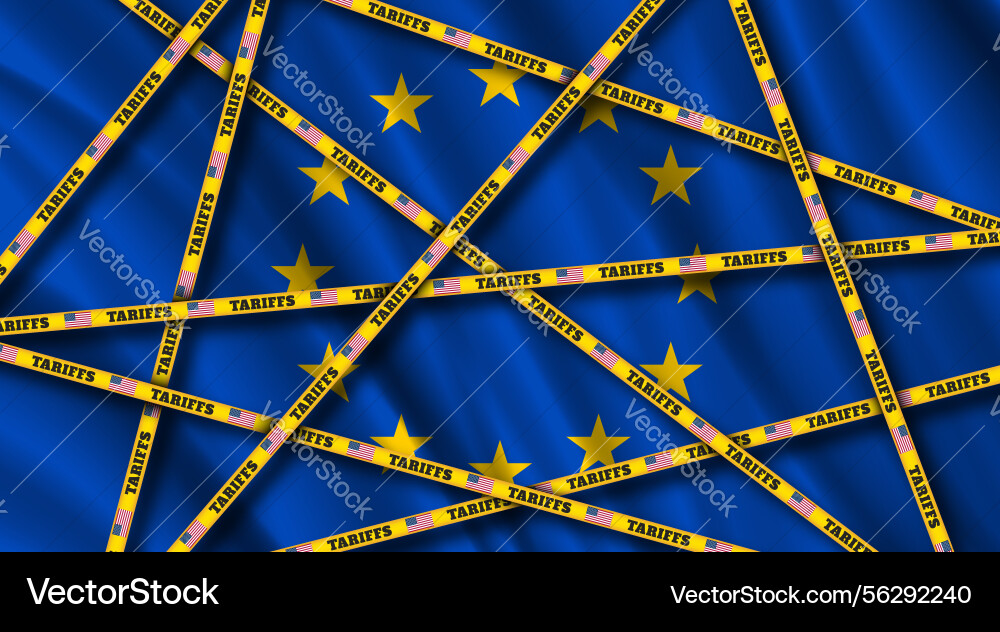 Wavy flag eu tariffs usa Royalty Free Vector Image