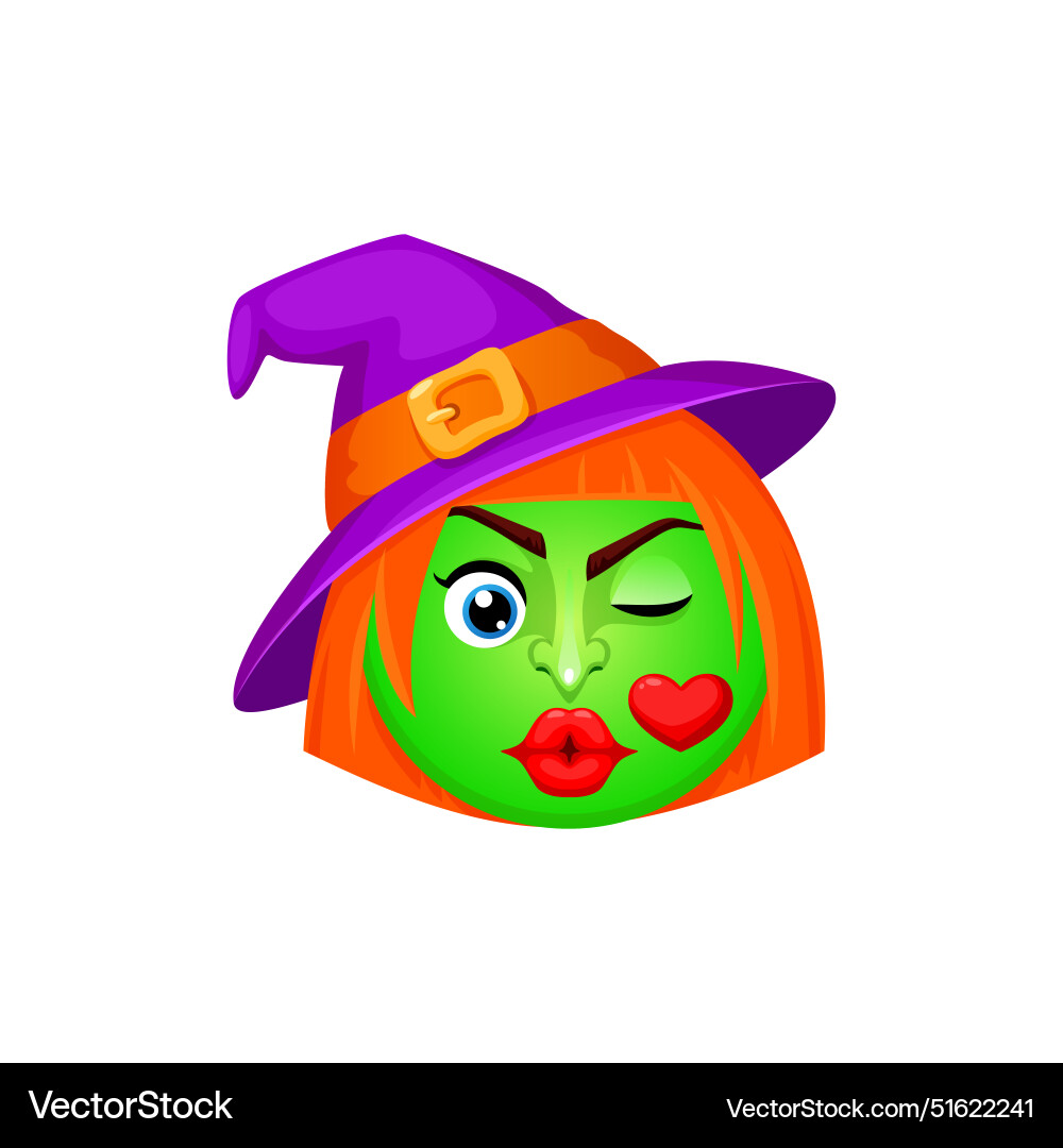 Cartoon halloween witch emoji bewitching air kiss Vector Image