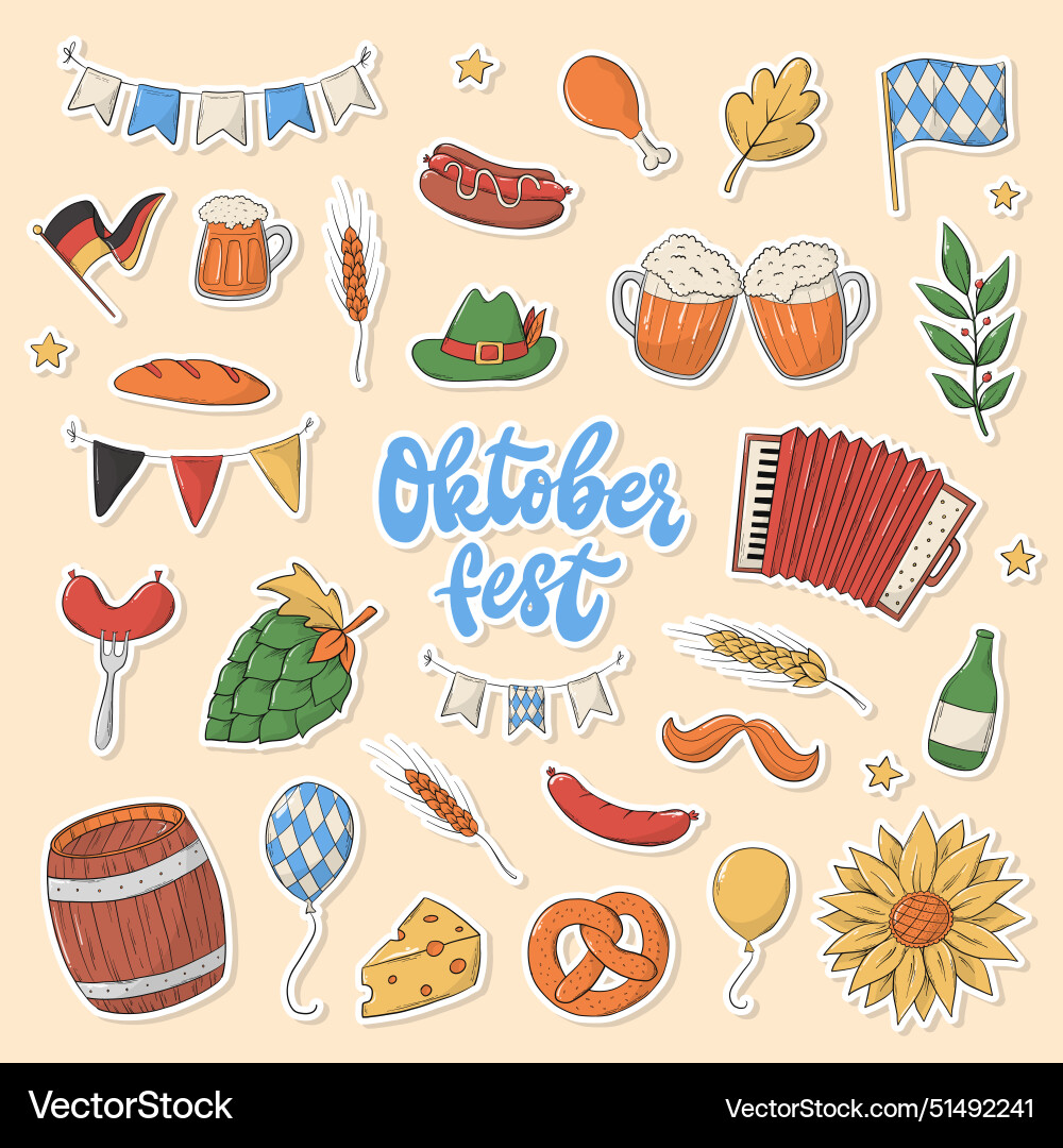 Oktoberfest stickers collection Royalty Free Vector Image