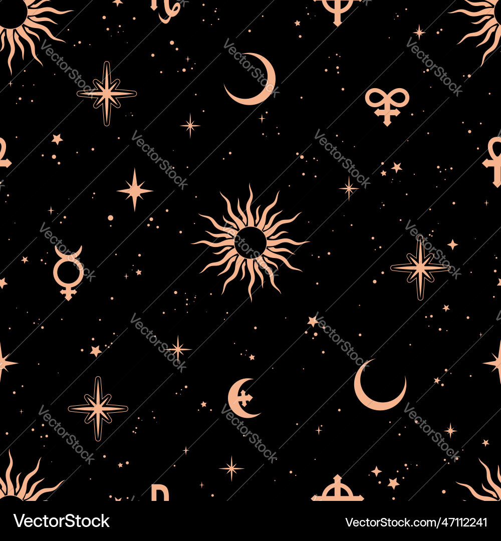 Seamless esoteric pattern with different Vector Image