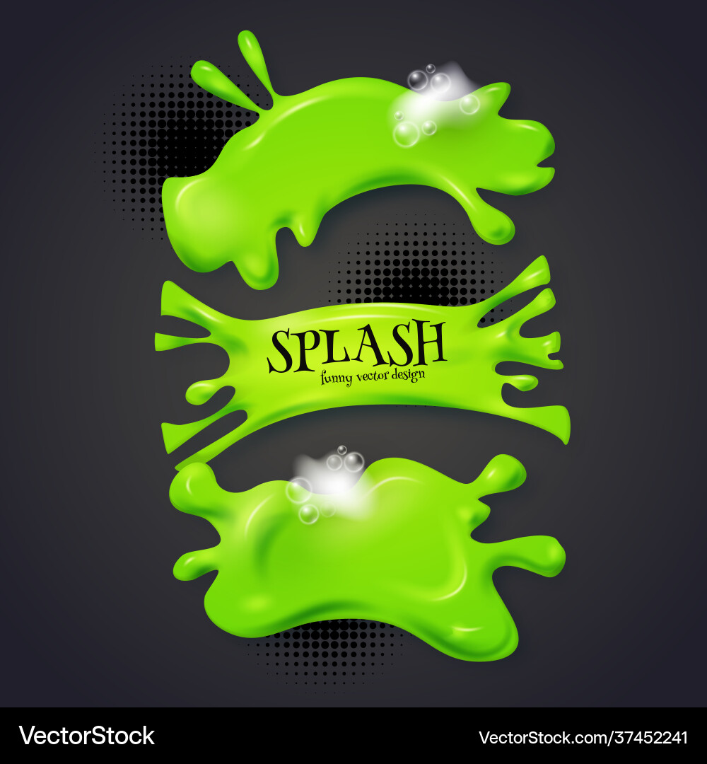 Slime and color splash 3d element set funny Vector Image