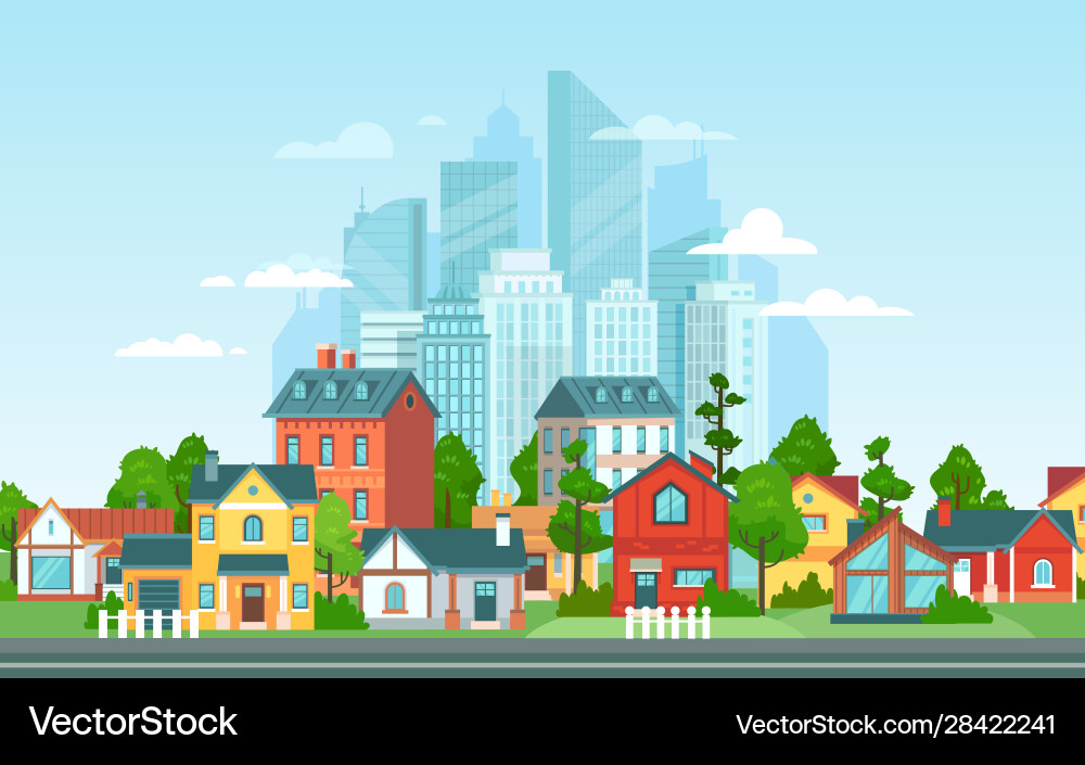Suburban landscape urban architecture small Vector Image