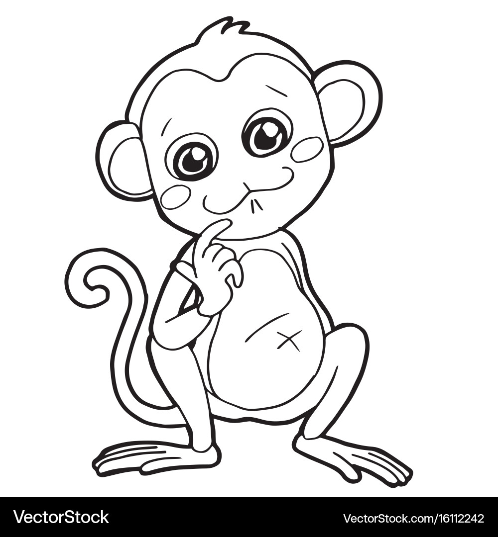 Cartoon cute monkey coloring page Royalty Free Vector Image