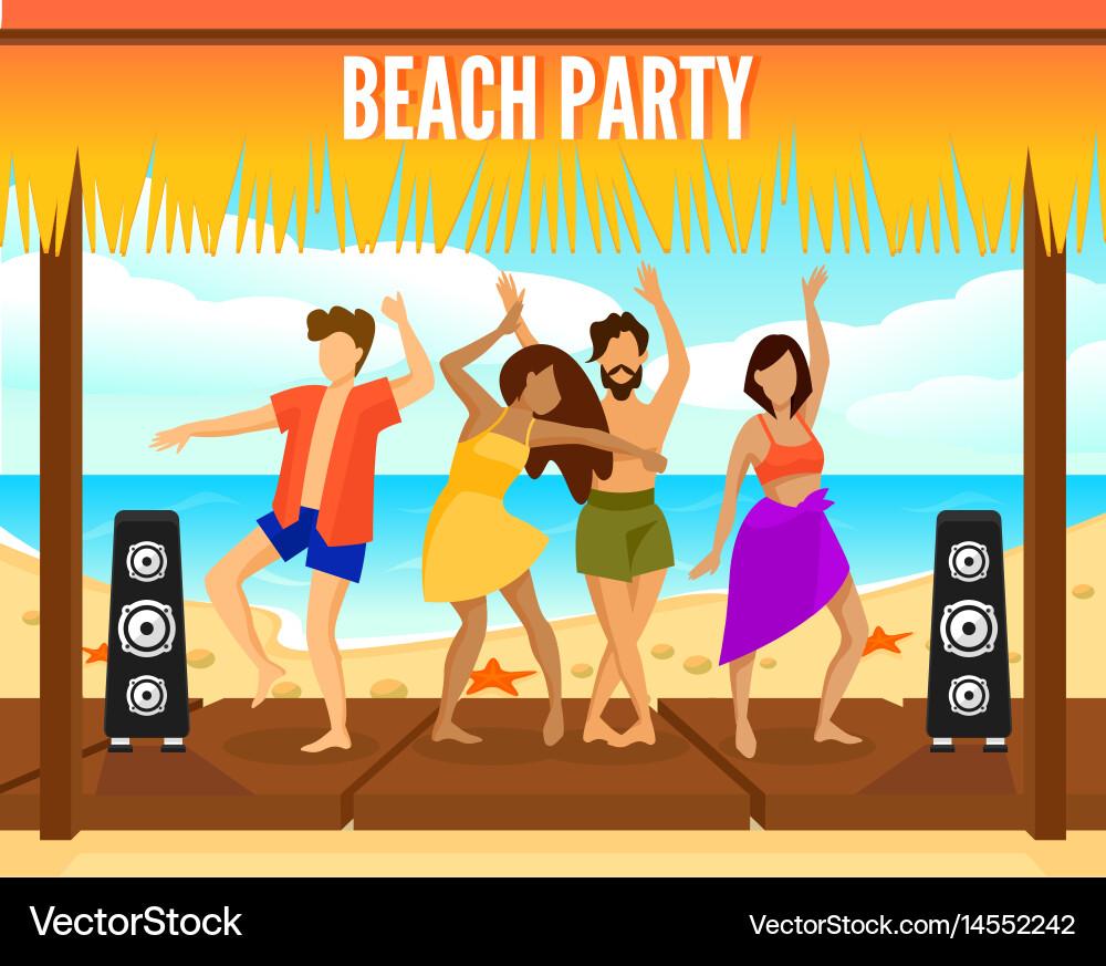 Colorful beach party template Royalty Free Vector Image
