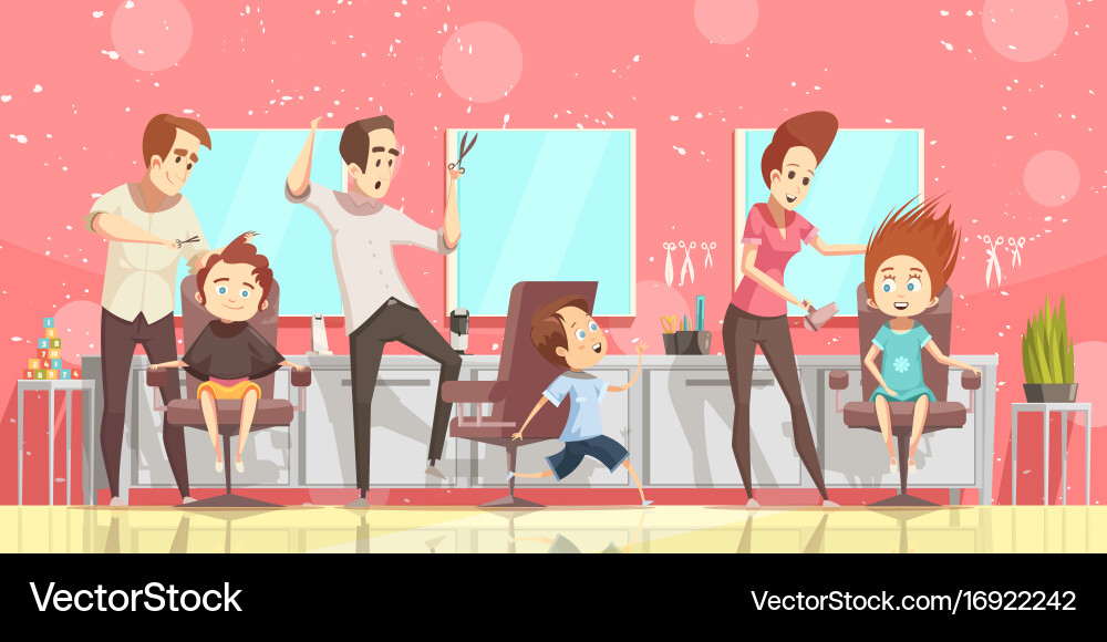 Colorful Hair Salon Scene Royalty Free Vector Image