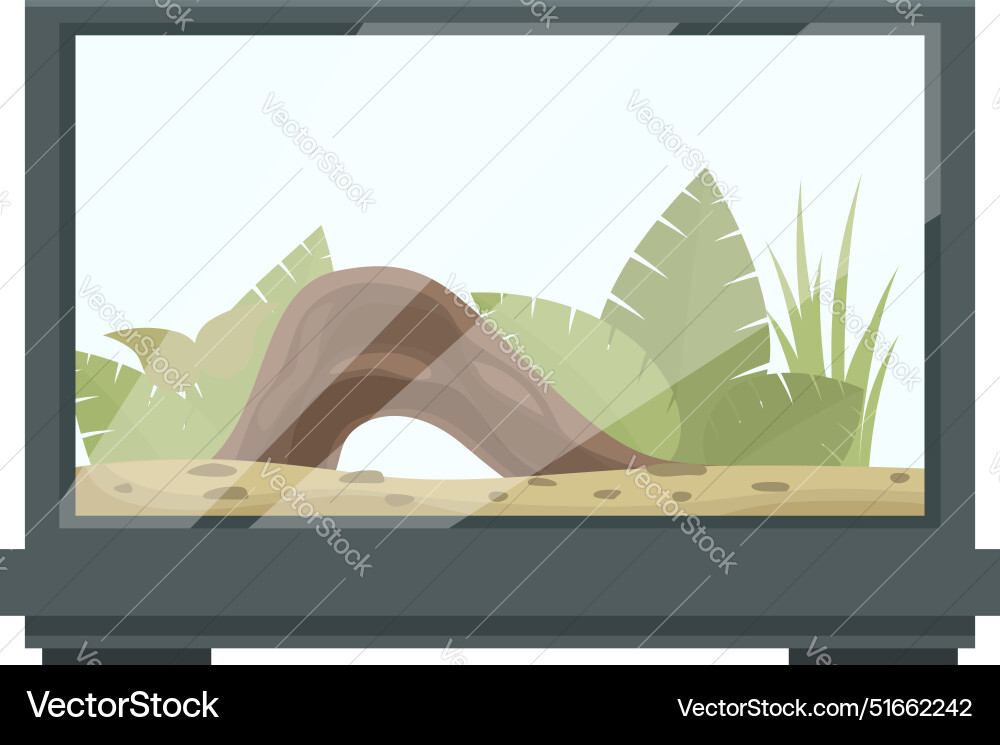 Glass terrarium with a log plants and substrate Vector Image