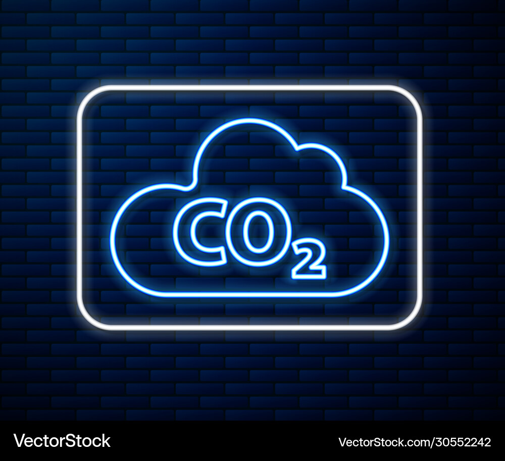Glowing neon line co2 emissions in cloud icon Vector Image