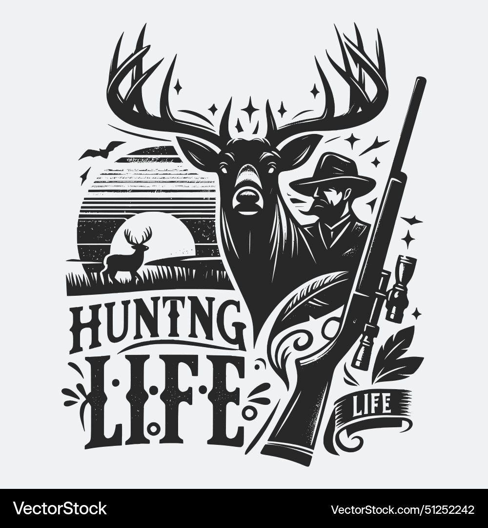 Hunting life svg silhouette file Royalty Free Vector Image