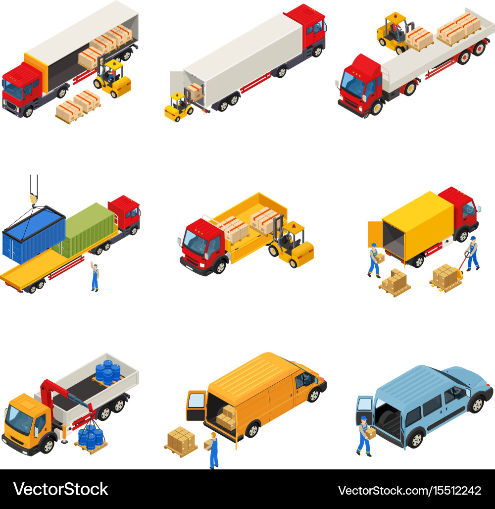 Loading of goods set Royalty Free Vector Image