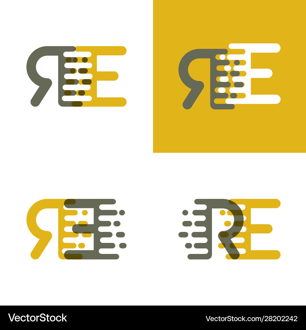 Re letters logo with accent speed in brown Vector Image