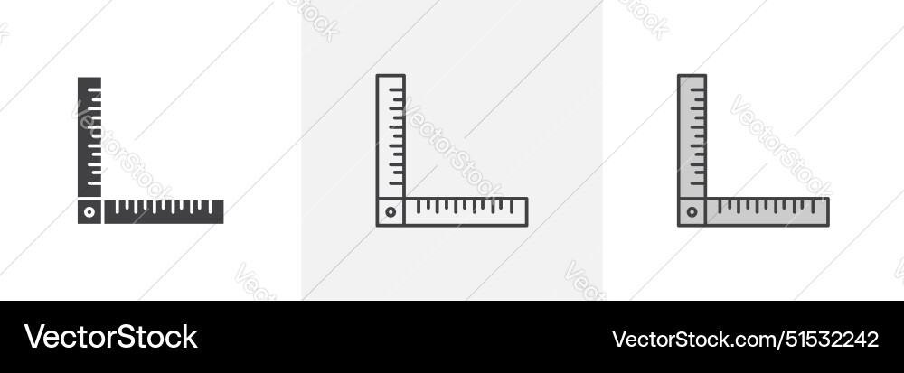 Ruler combined icon set geometry ruler tool Vector Image