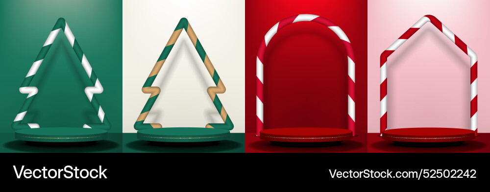 Set of stage podium with tree arch home design Vector Image