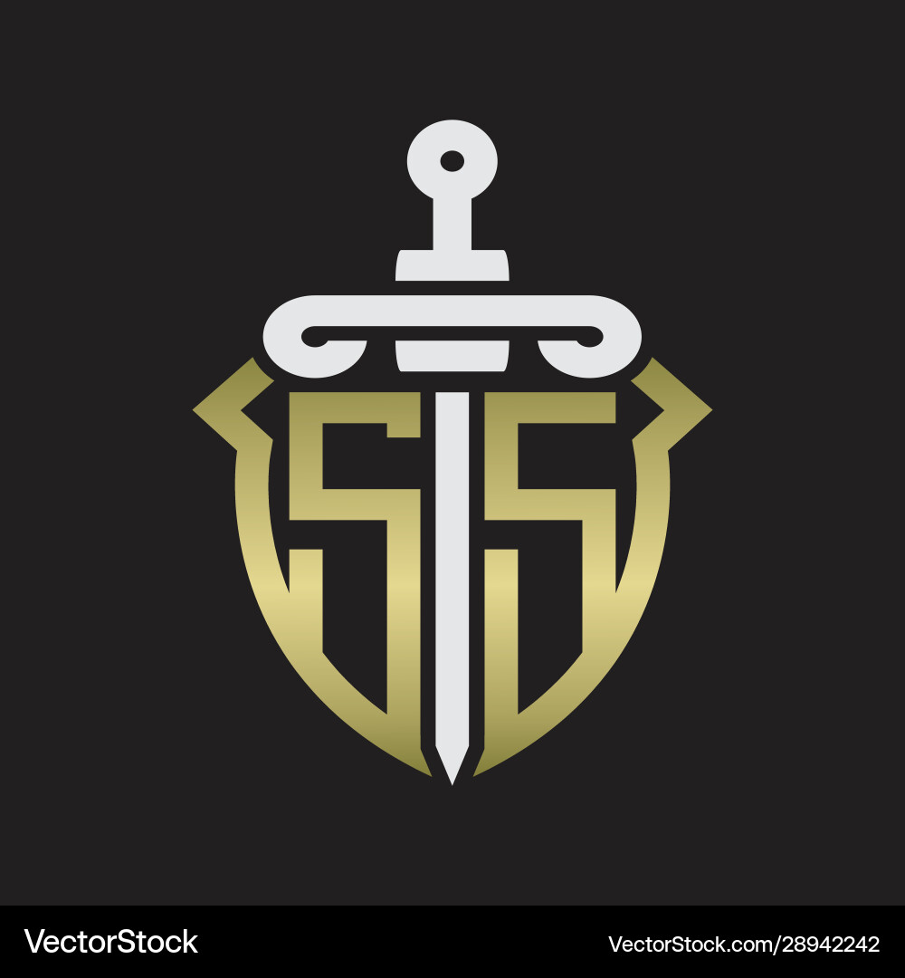 Ss logo monogram with sword and shield Royalty Free Vector