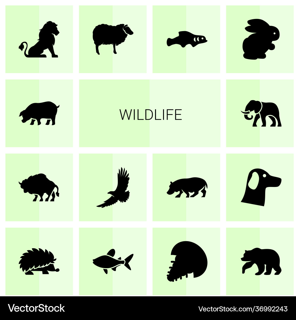 14 wildlife icons Royalty Free Vector Image - VectorStock
