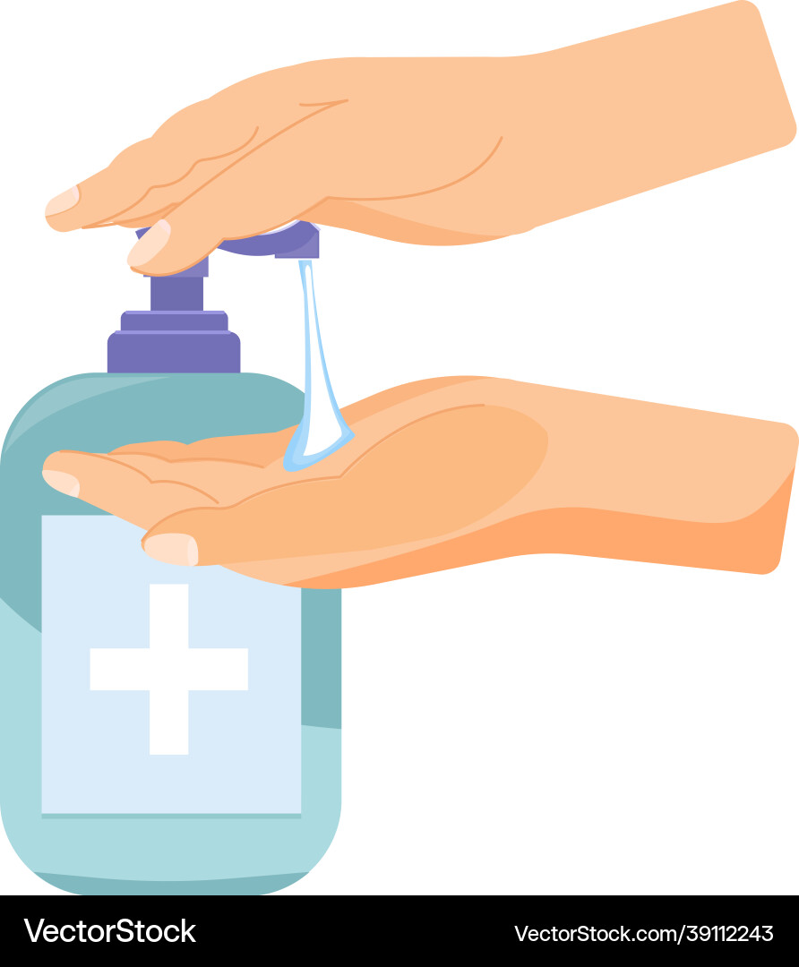 Alcohol gel hands composition Royalty Free Vector Image