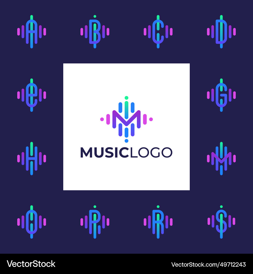 Collection of music logo elements Royalty Free Vector Image