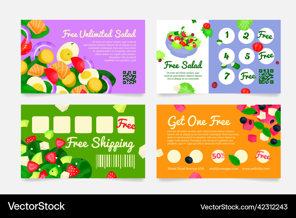 Collection salad loyalty card with barcode for get