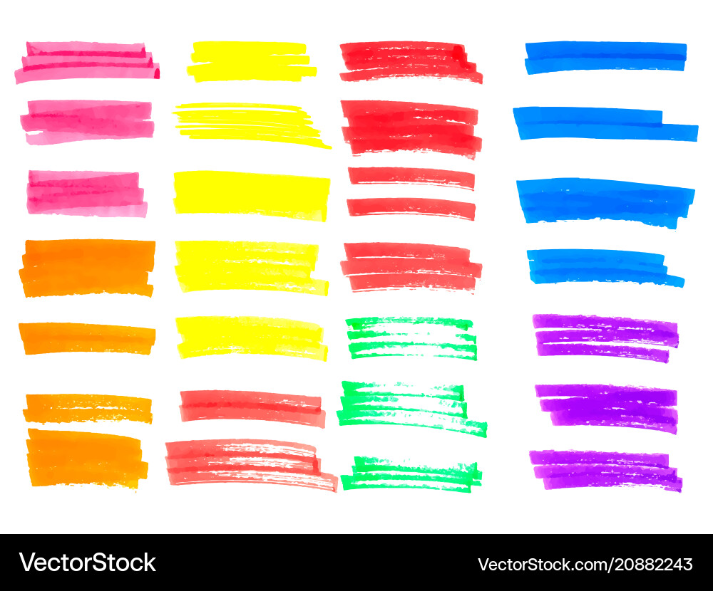 Color highlighter brush lines hand drawing Vector Image