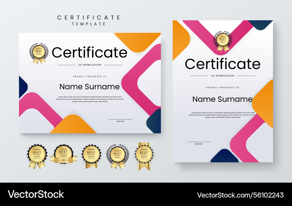 Colorful certificate template with modern Vector Image