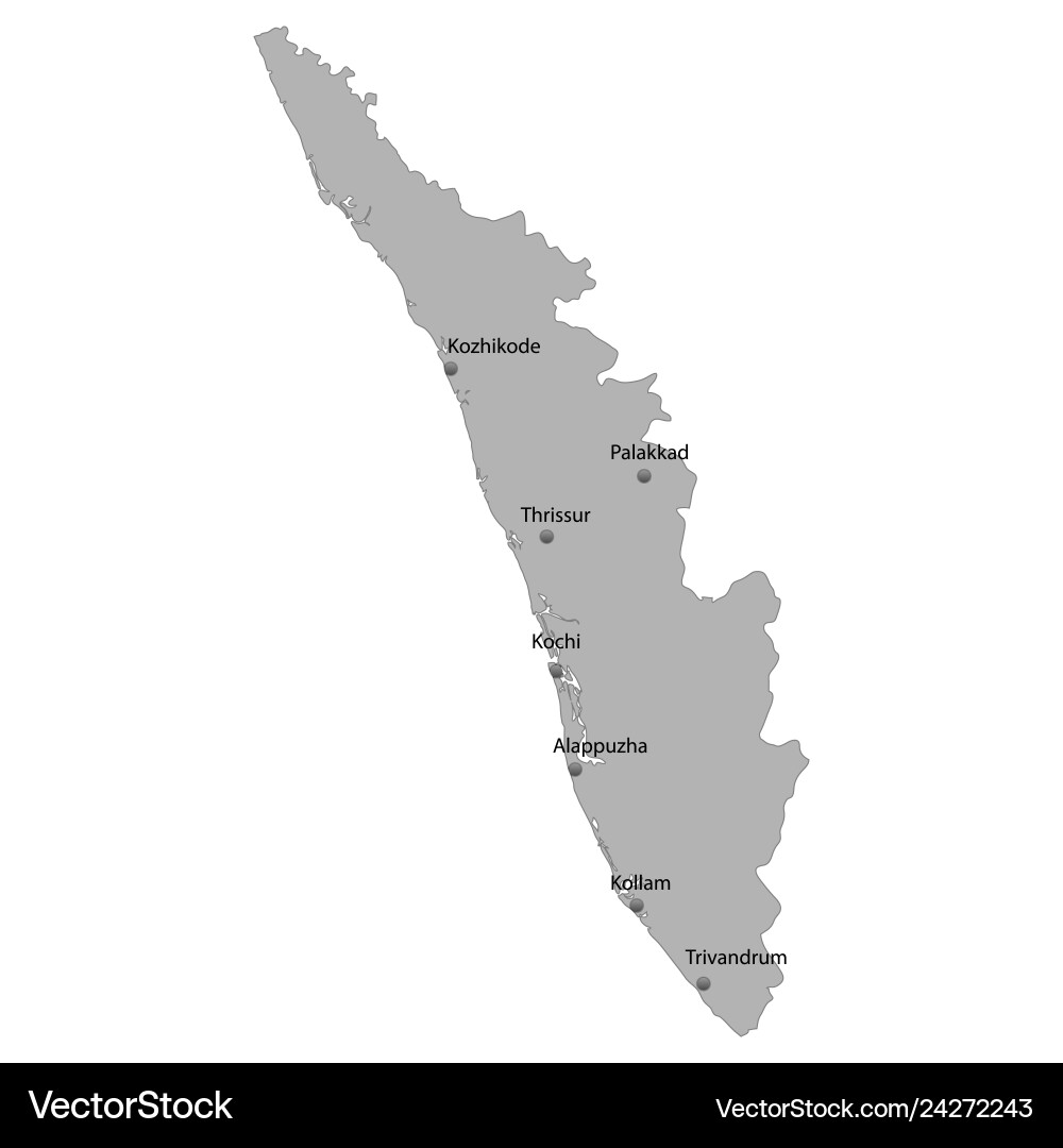 Kerala State Map Royalty Free Vector Image - VectorStock