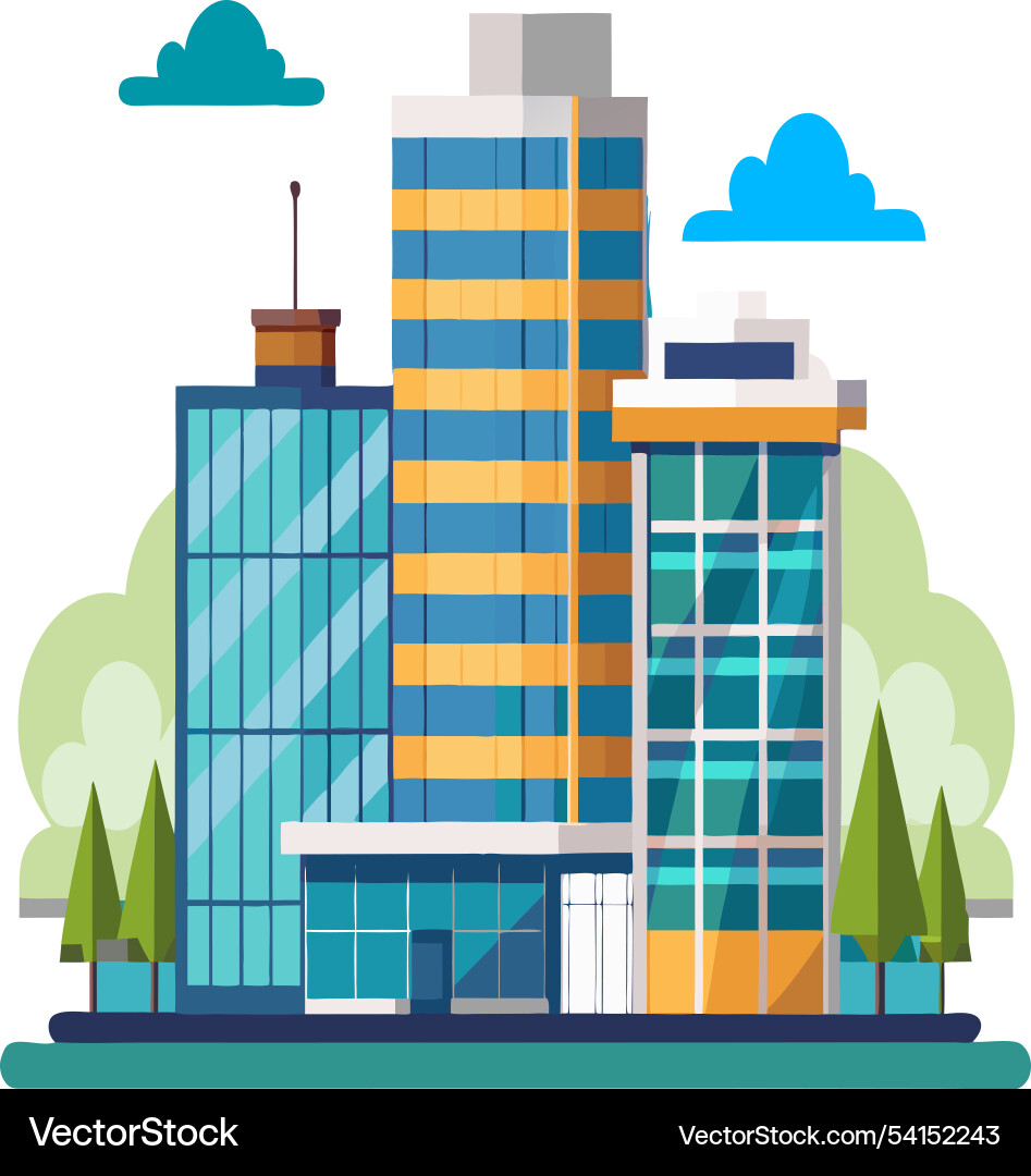 Modern office building collection with flat 8 Vector Image