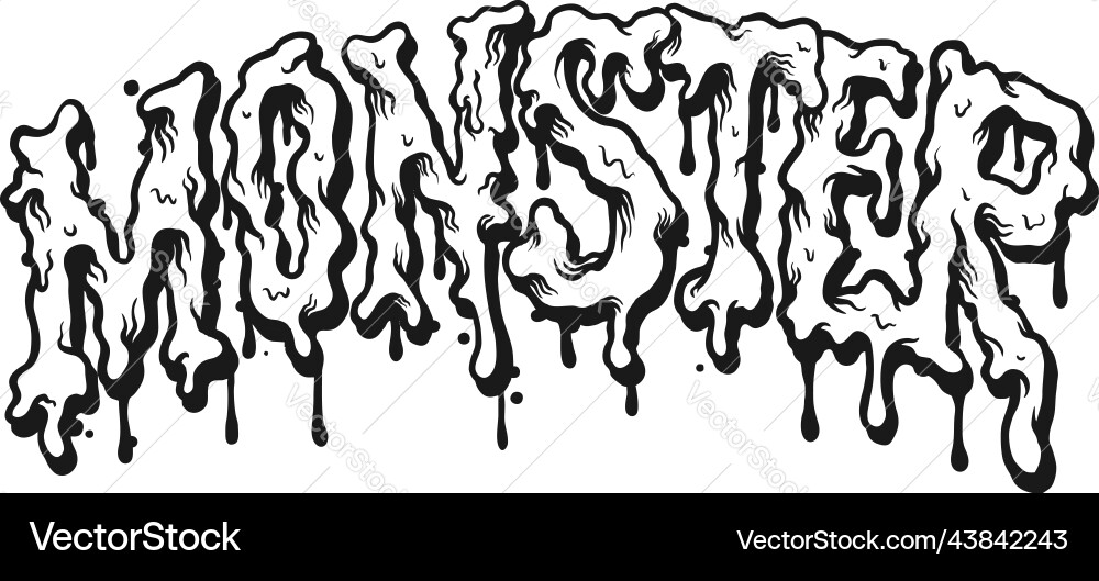 Monster font hand drawn monochrome Royalty Free Vector Image