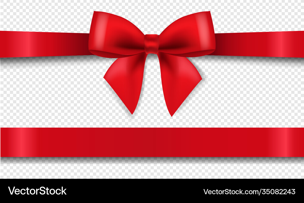 Red bow isolated transparent background Royalty Free Vector