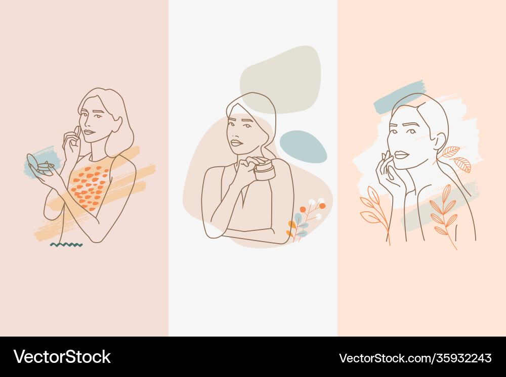 Set modern line woman concepts Royalty Free Vector Image