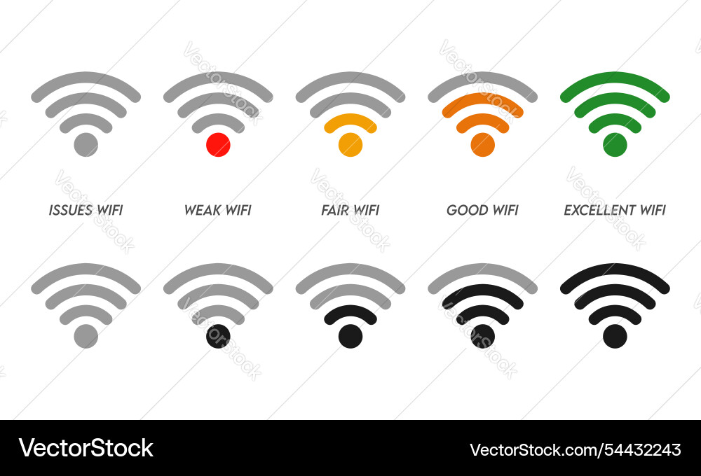 Wifi signal strength iconswi-fi strength level Vector Image