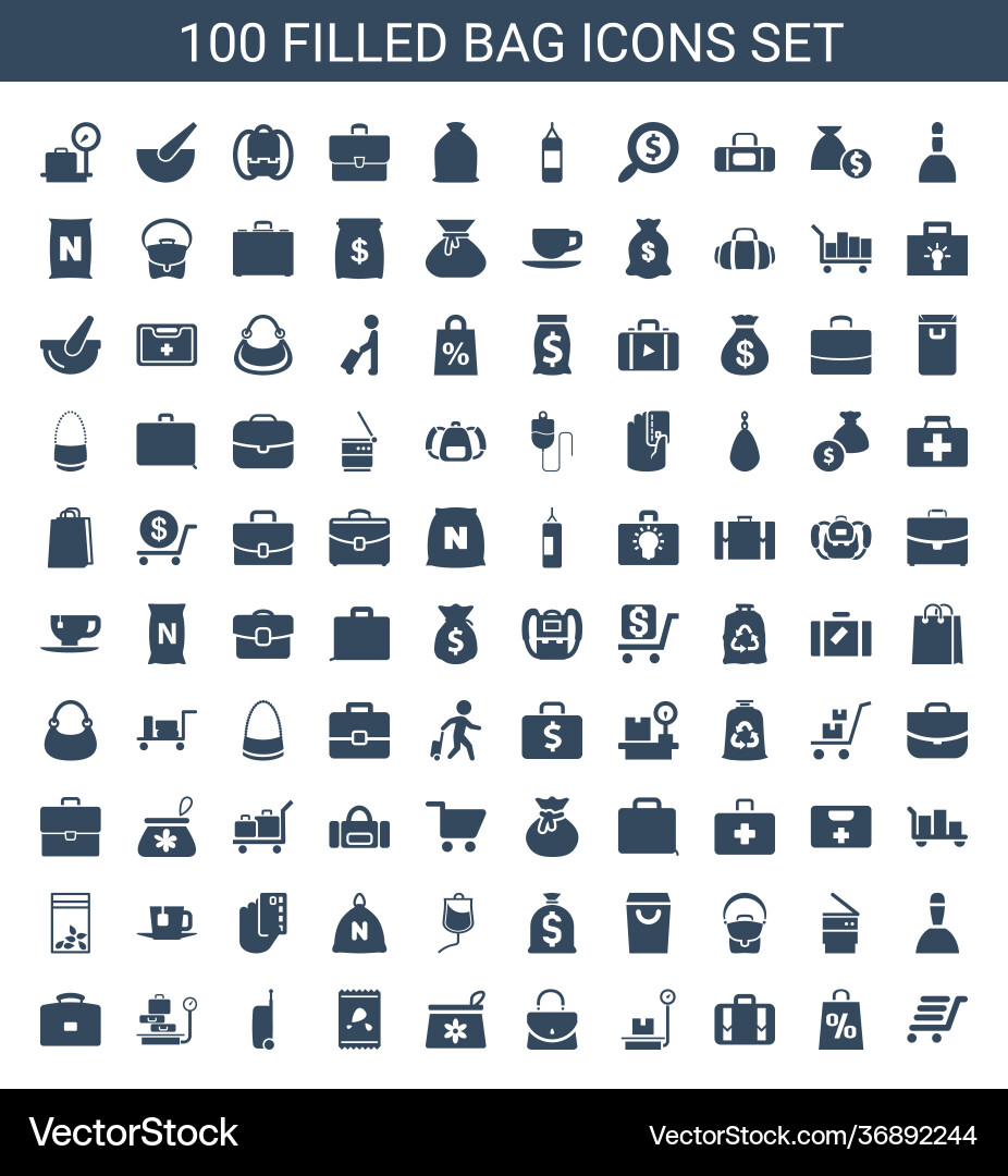 100 bag icons Royalty Free Vector Image - VectorStock