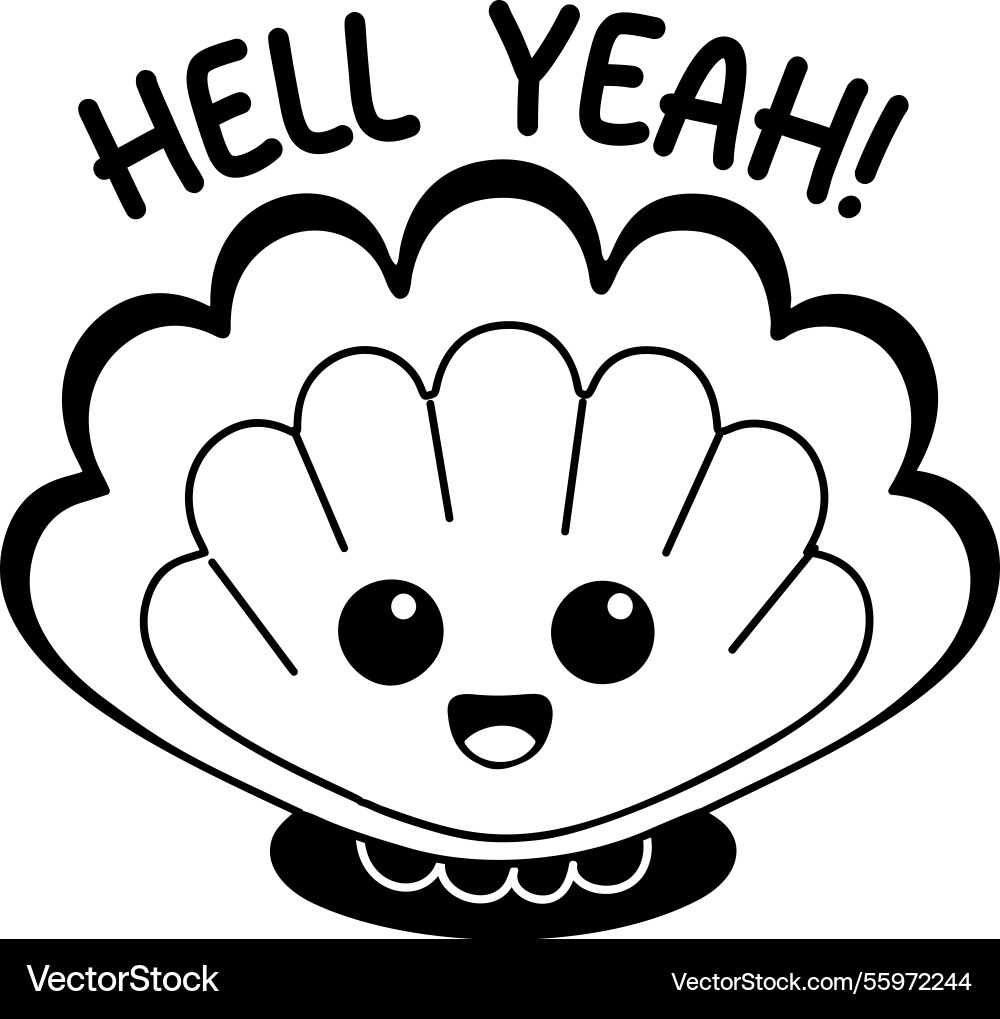A glyph style sticker of shell with hell yeah ty Vector Image