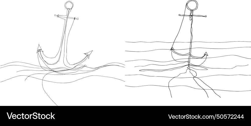 Anchor continuous line drawing Royalty Free Vector Image
