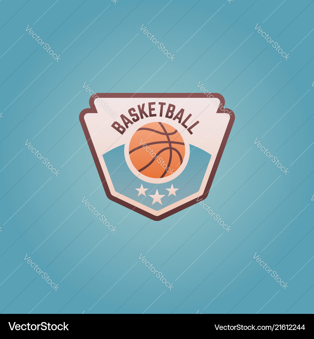 Basketball sport team shield emblem Royalty Free Vector