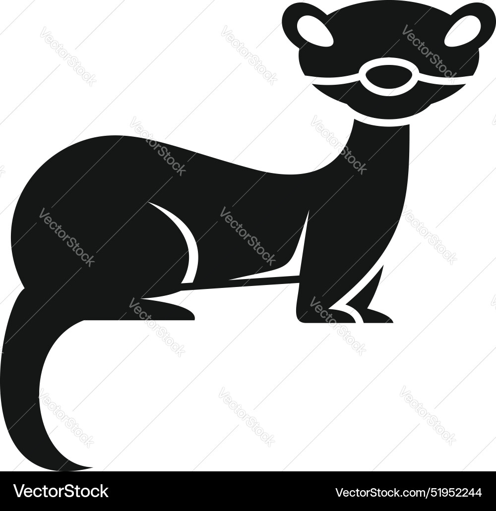 Black ferret standing on four legs logo Royalty Free Vector