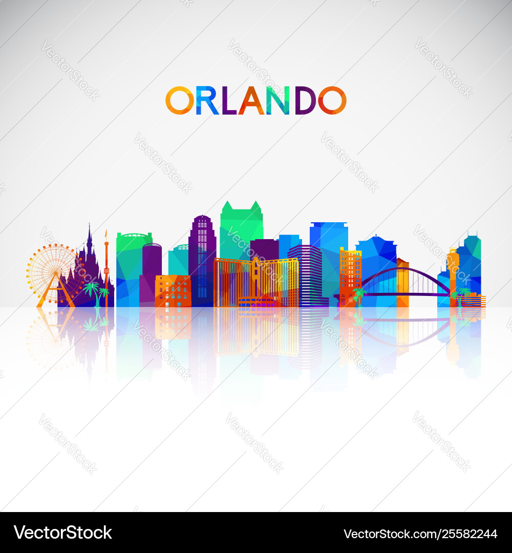Colorful Orlando Skyline Silhouette Royalty Free Vector
