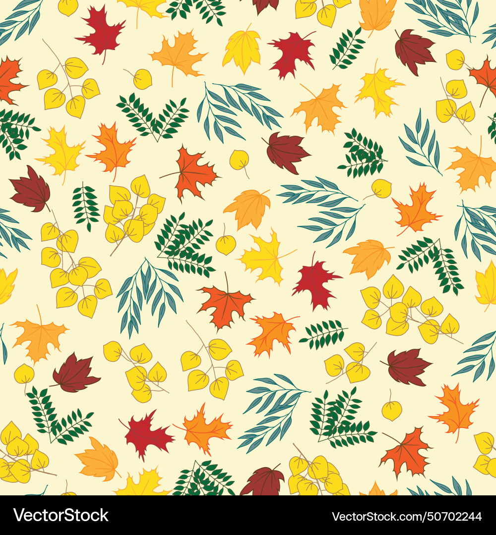 Fall autumn maple aspen ash and willow leaves Vector Image