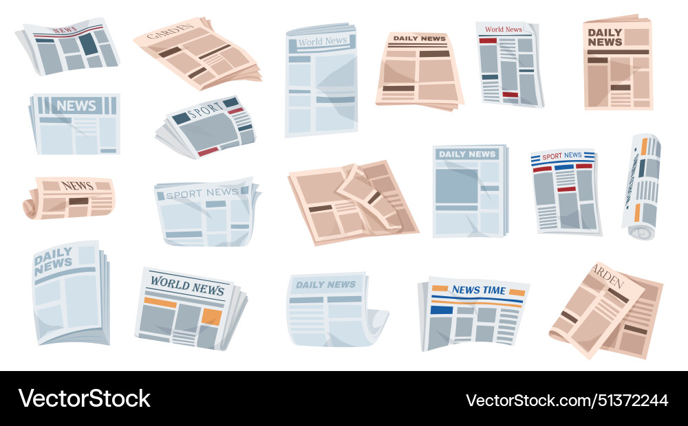 Folded newspapers set Royalty Free Vector Image