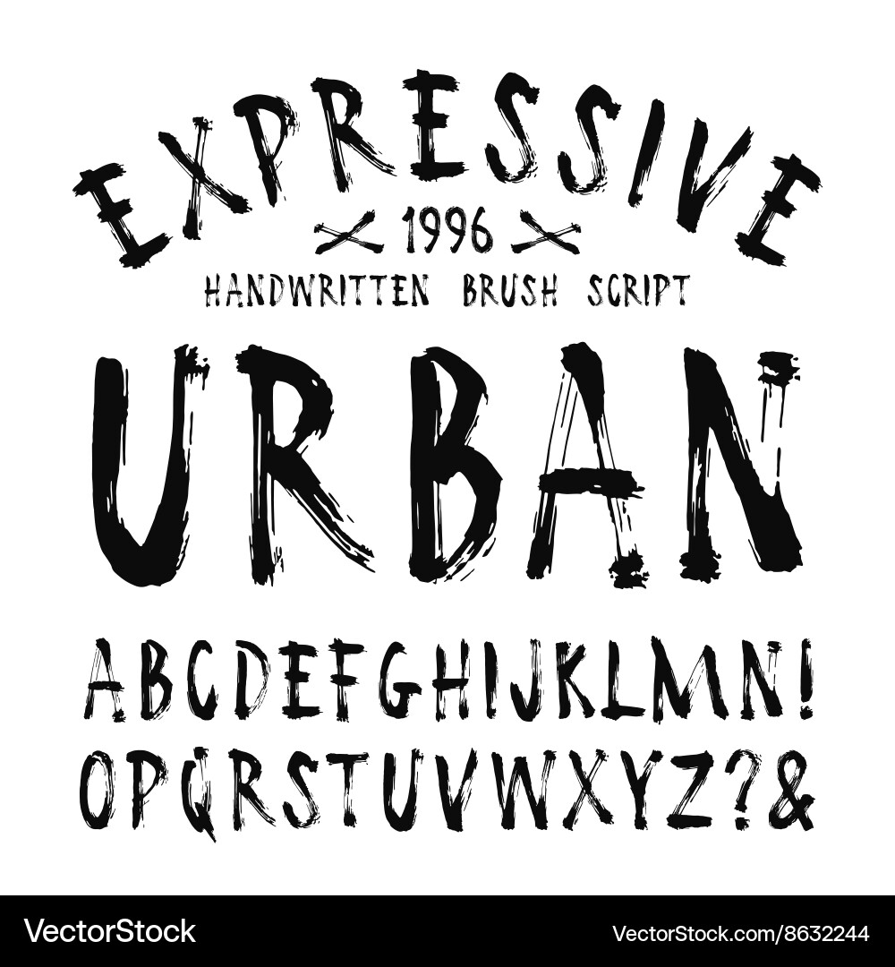 Handwritten brush font Royalty Free Vector Image