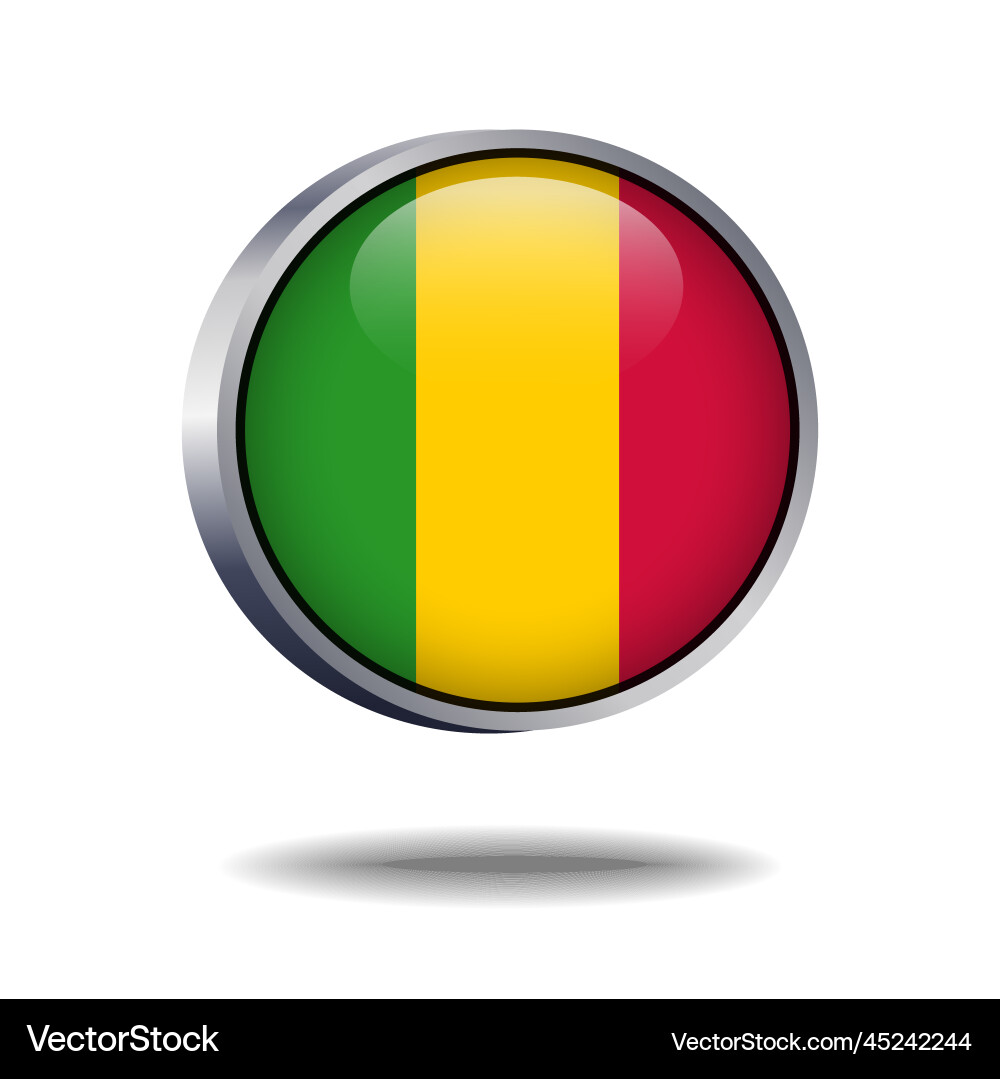 Mali flag button Royalty Free Vector Image - VectorStock