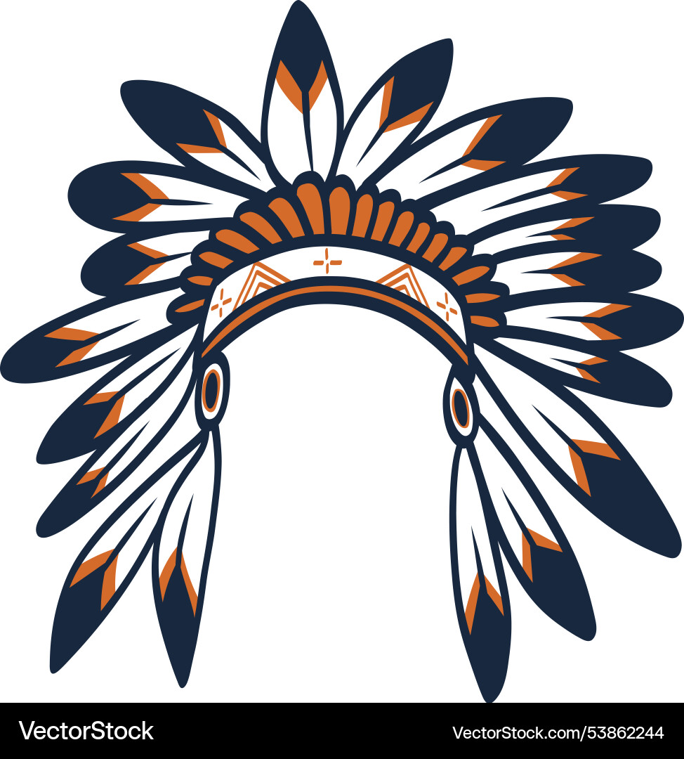 Native indian american headdress logo Royalty Free Vector